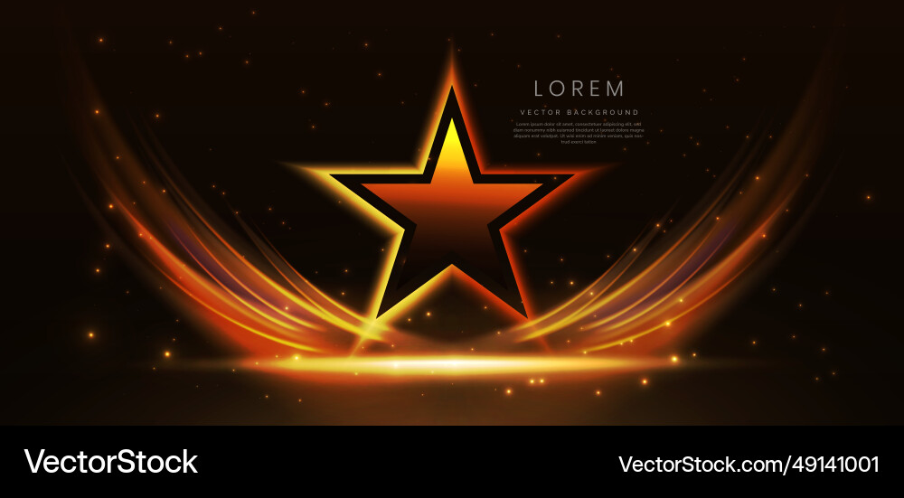 Glowing gold star with flare curved spark effect Vector Image