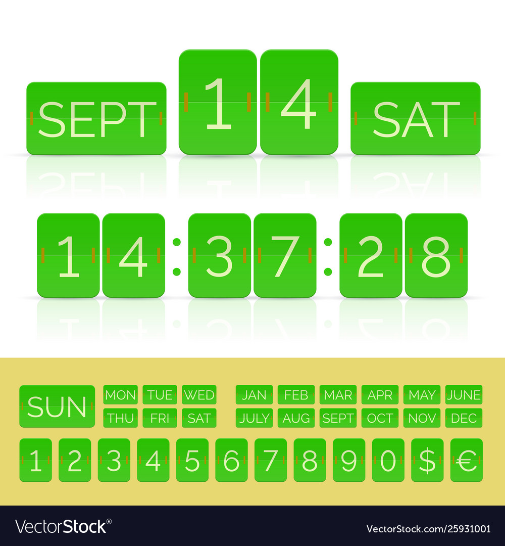 Green flat countdown timer with numbers and Vector Image