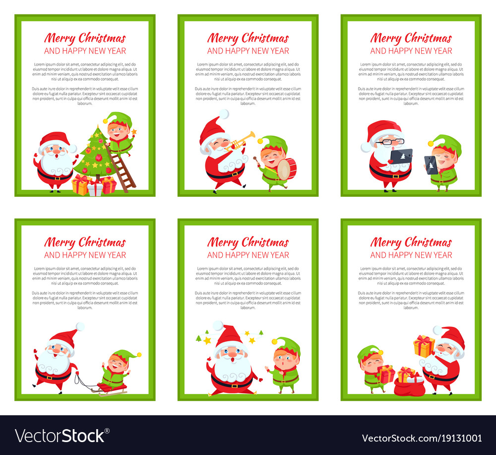 Merry christmas and happy new year set of cards Vector Image