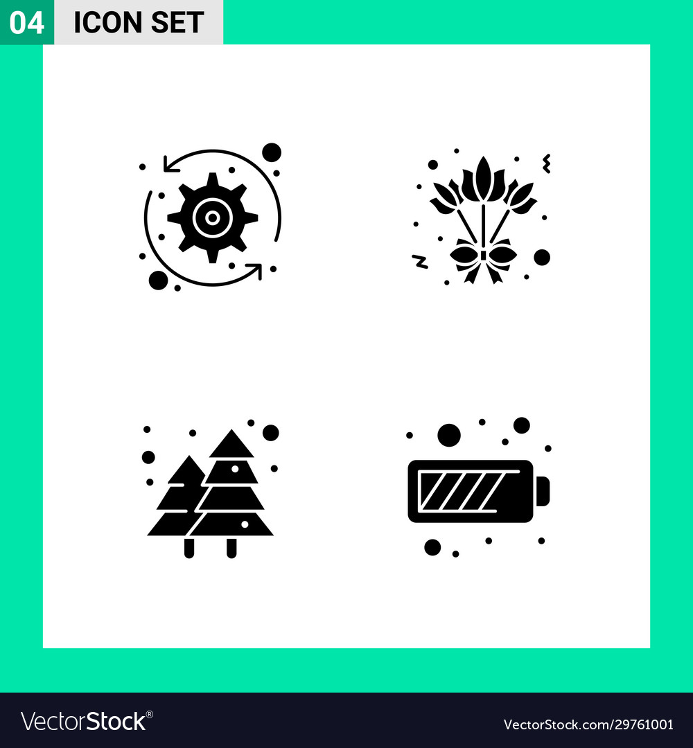 Pack 4 solid style icon set glyph symbols Vector Image