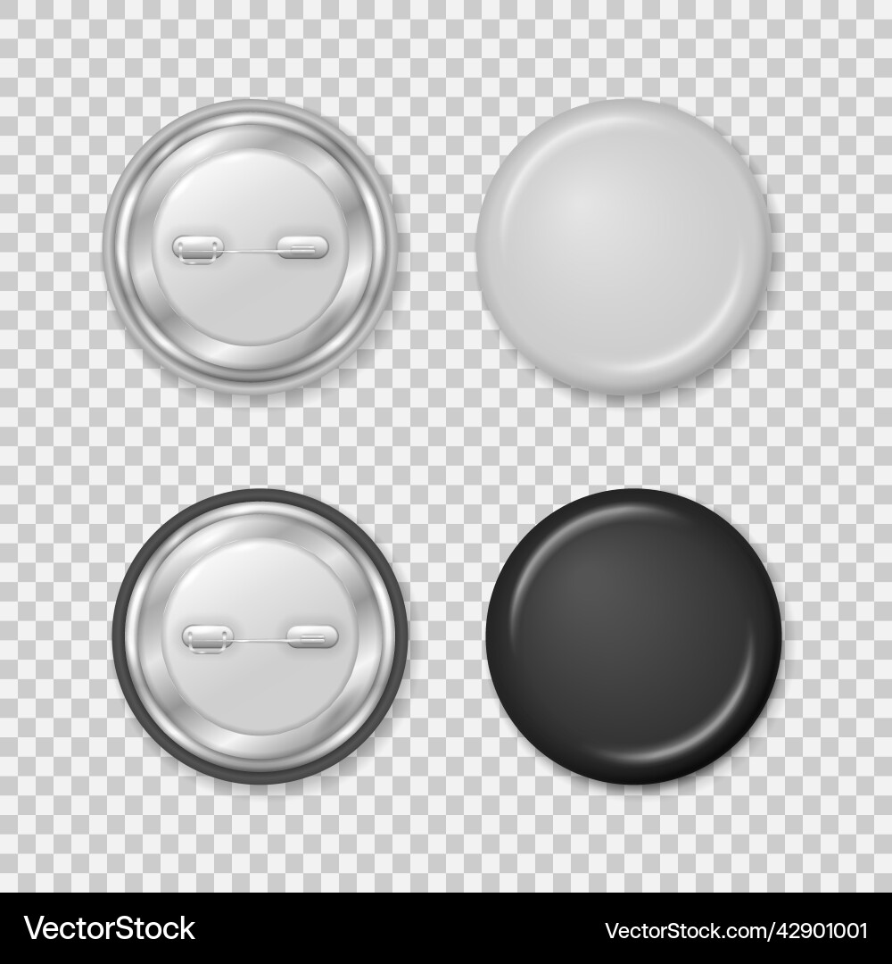 Pinback badges pin buttons circle tag brooch Vector Image