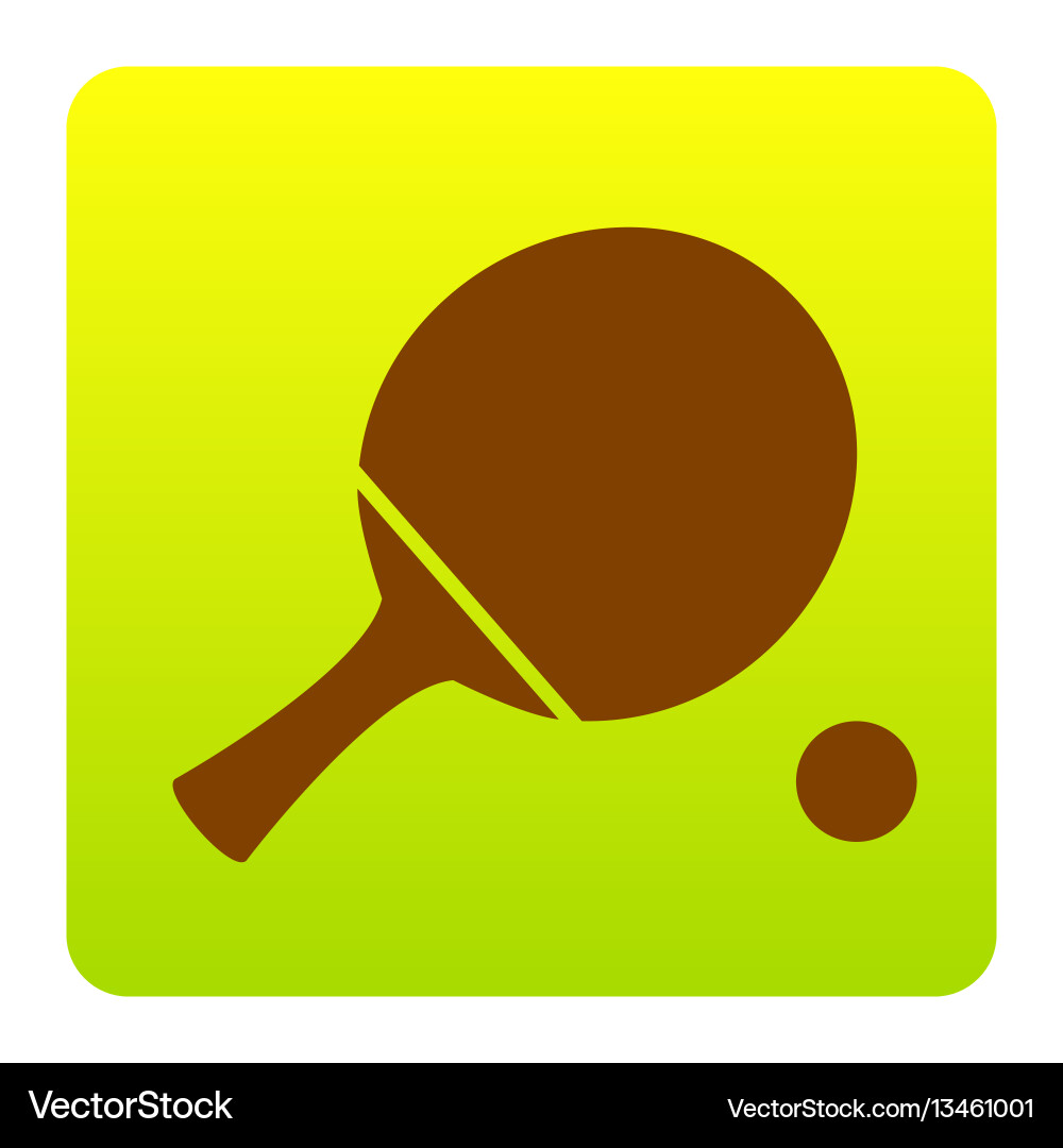 Ping pong paddle with ball brown icon Royalty Free Vector