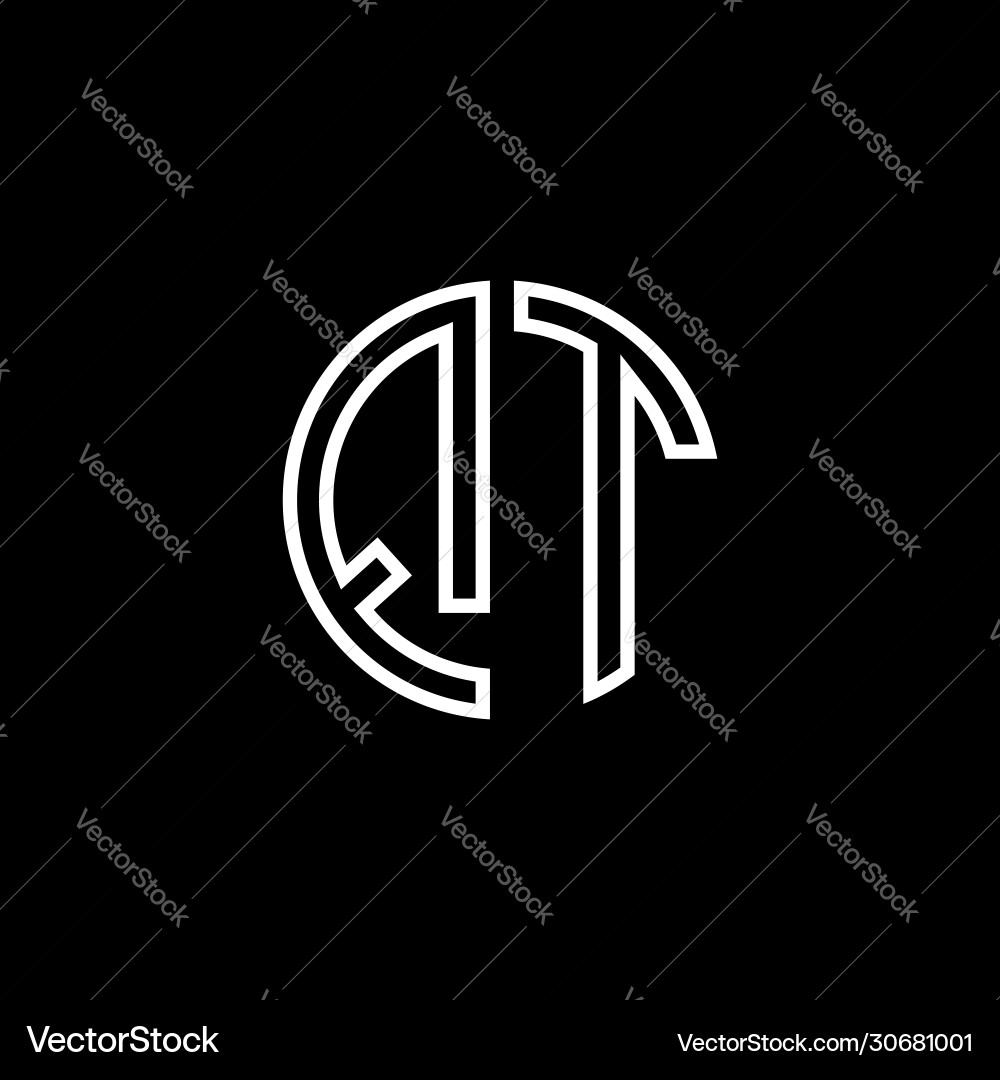 Qt monogram logo circle ribbon style outline Vector Image