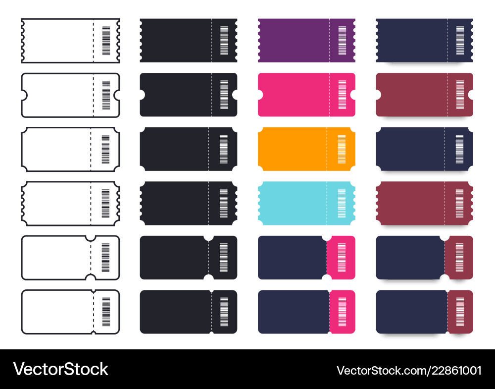 Set of tickets in different design template Vector Image