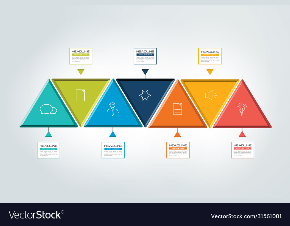 Seven steps chart template scheme tab Royalty Free Vector