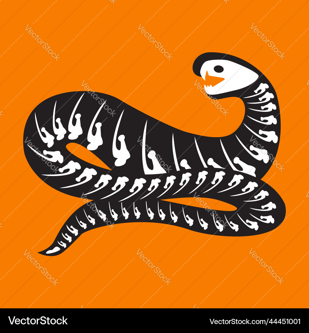 Snake skeleton halloween party sticker Royalty Free Vector