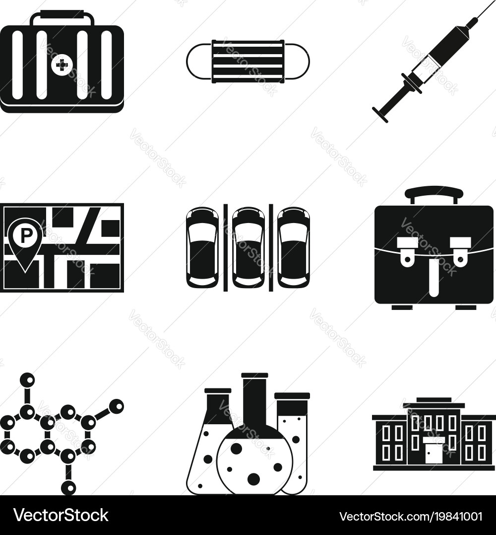 Therapeutic icons set simple style Royalty Free Vector Image