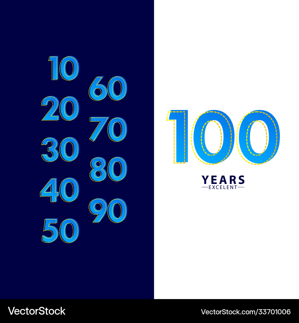 100 years excellent anniversary celebration blue Vector Image