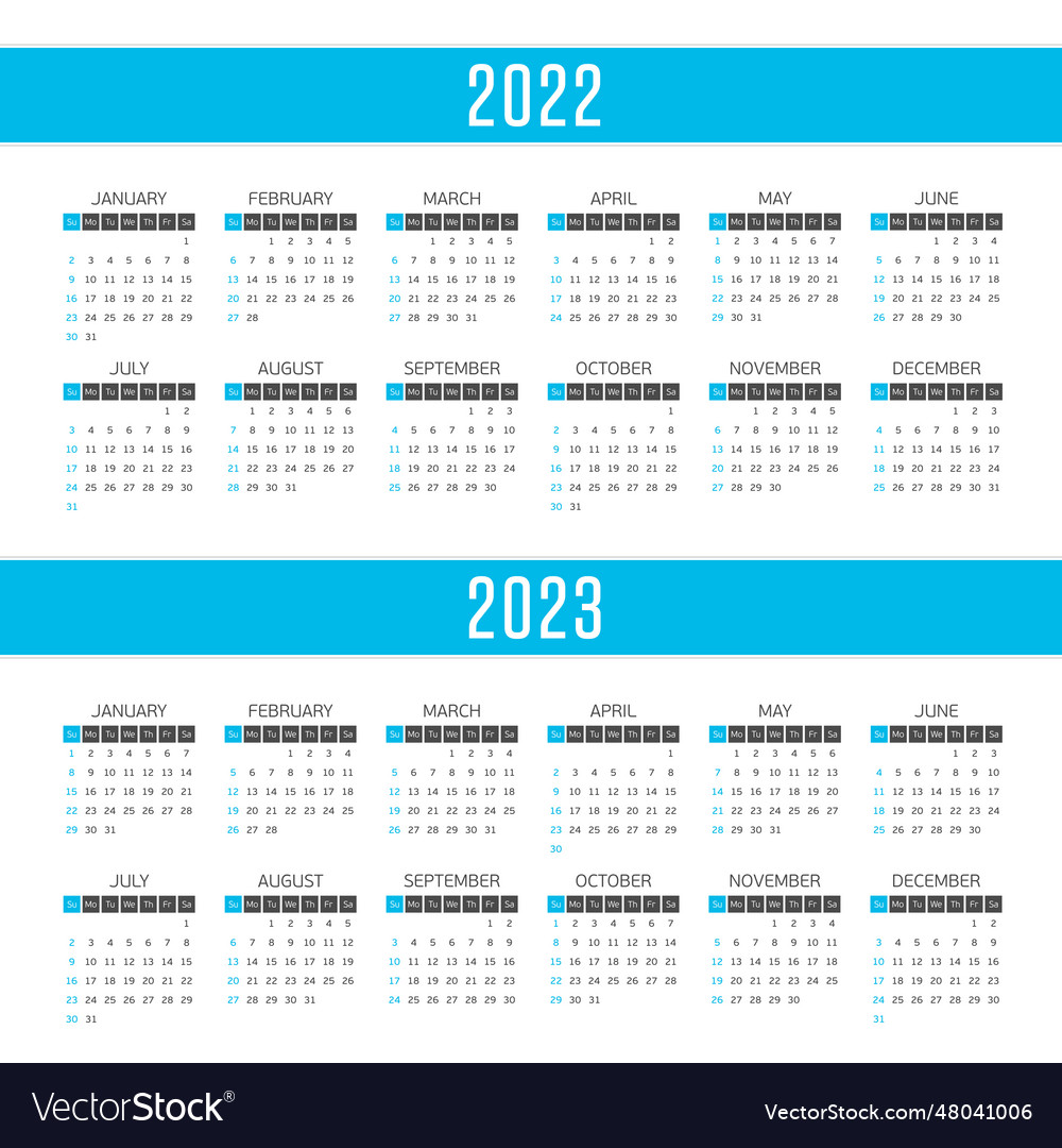 Calendar 2022 2023 Royalty Free Vector Image - VectorStock