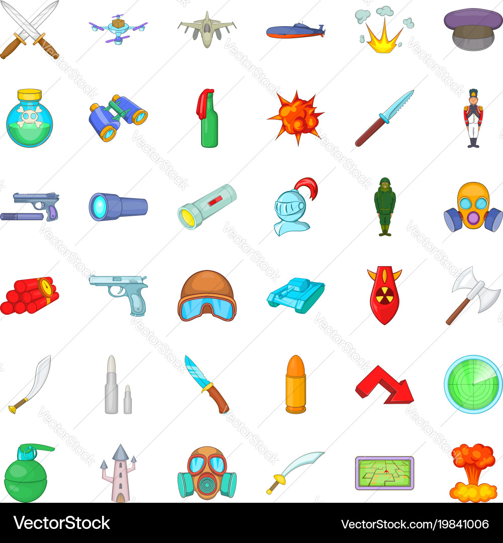Defense capability icons set cartoon style Vector Image
