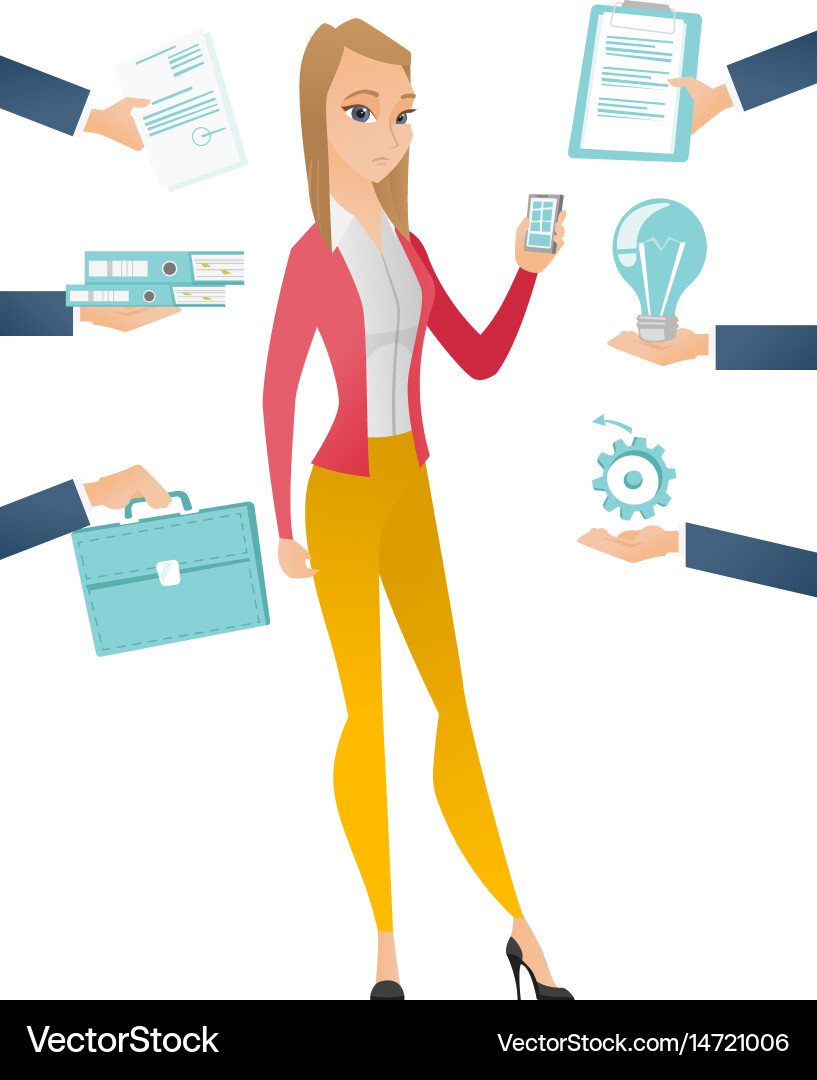 Employee having lots of work to do Royalty Free Vector Image