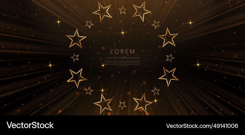 Golden star on black background with lighting Vector Image