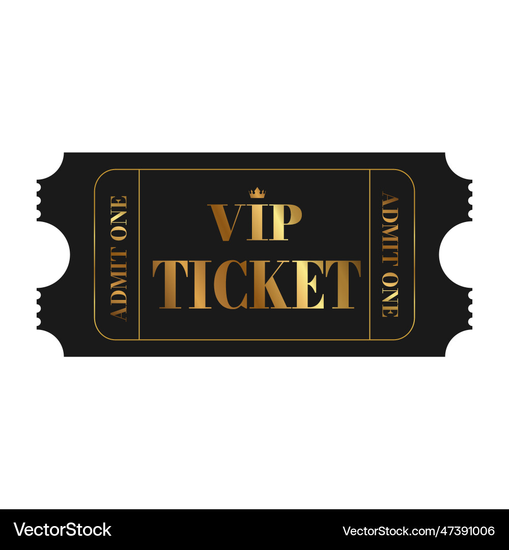 Golden vip ticket with crown vip ticket Royalty Free Vector