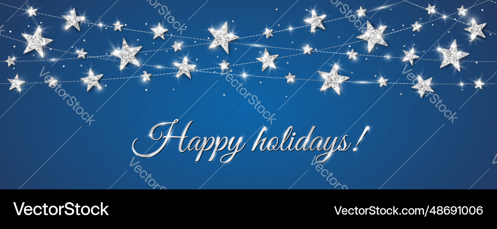 Holiday banner with glitter decoration silver Vector Image