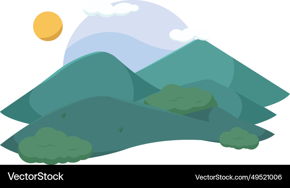 Isolated cold natural landscape with hills Vector Image