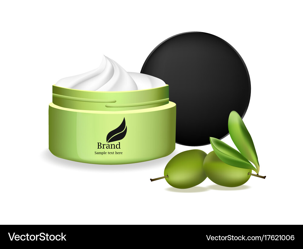 Olive oil cream realistic cosmetics Royalty Free Vector
