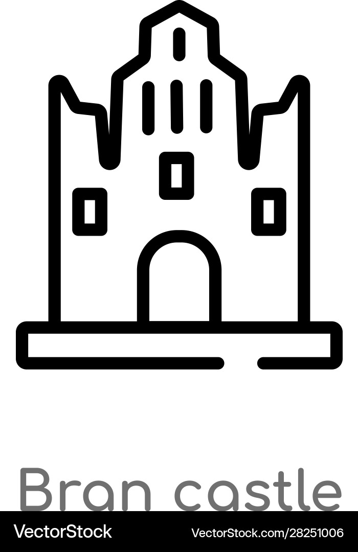 Outline bran castle icon isolated black simple Vector Image