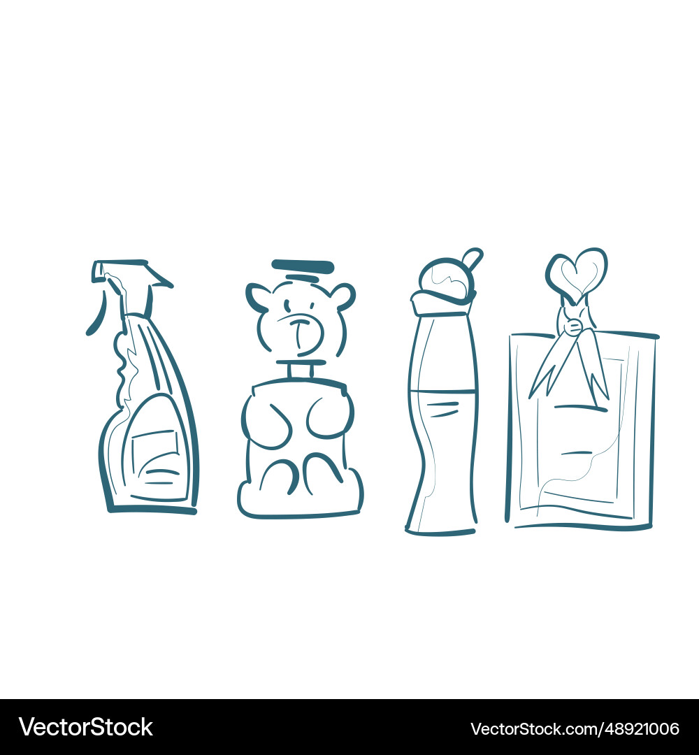 Perfume doodle isolated line art sketch hand drawn