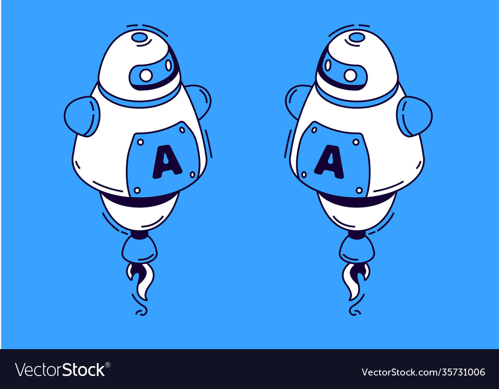Robot in isometric style on blue background Vector Image