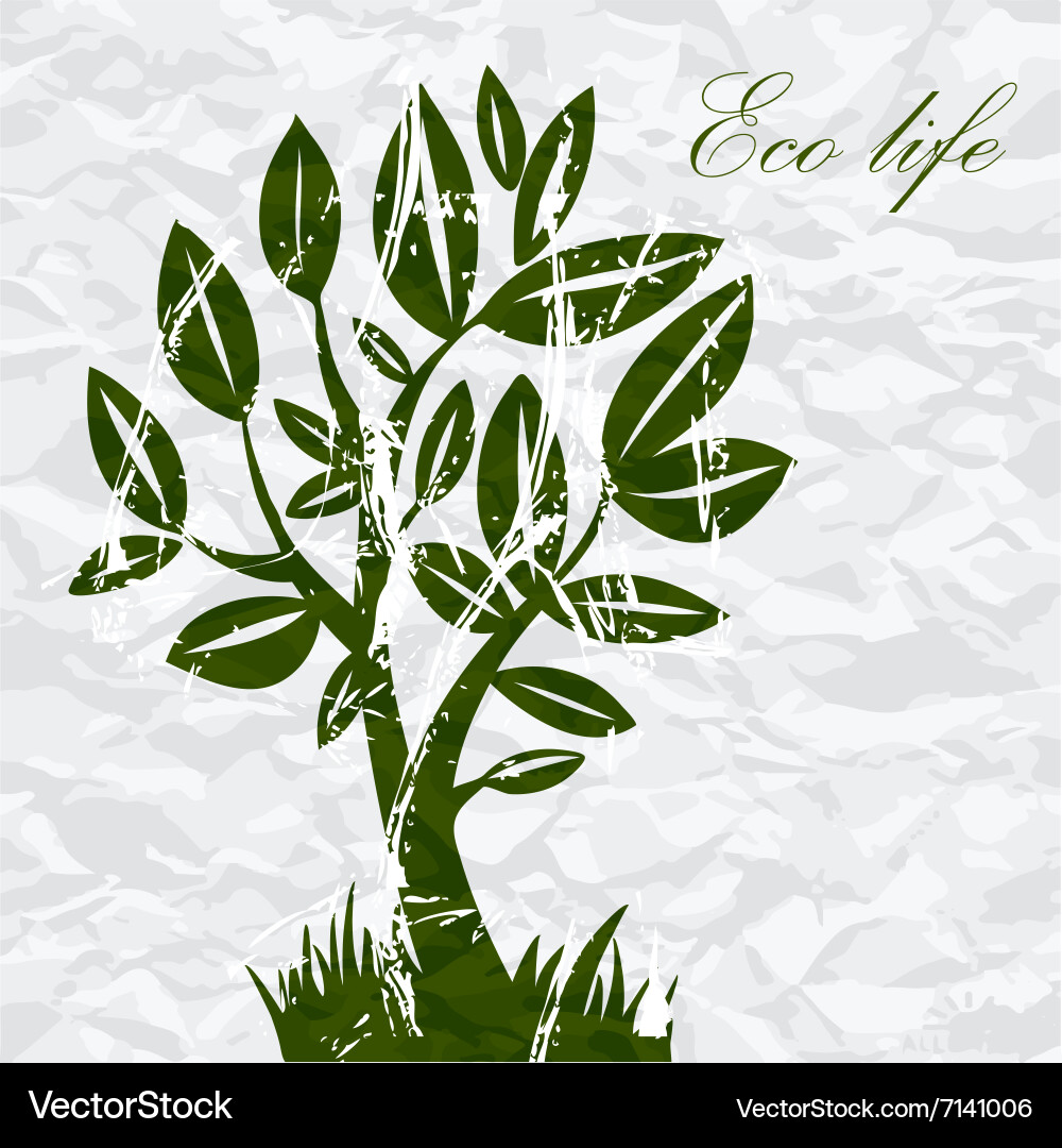Summer tree on a paper background Royalty Free Vector Image