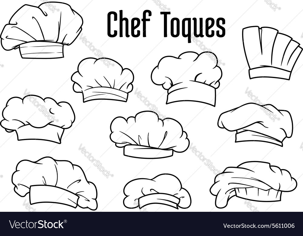 White chef caps and toques set Royalty Free Vector Image