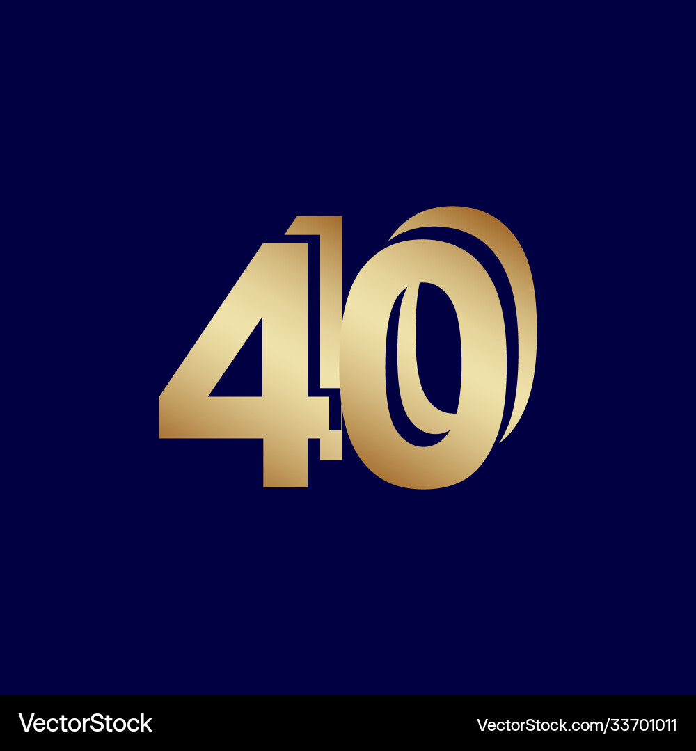 40 years anniversary celebration blue gold Vector Image