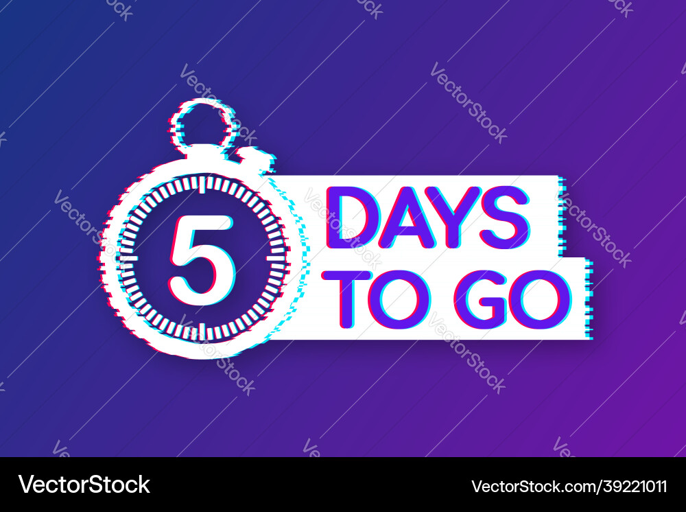 5 days to go glitch style icon Royalty Free Vector Image