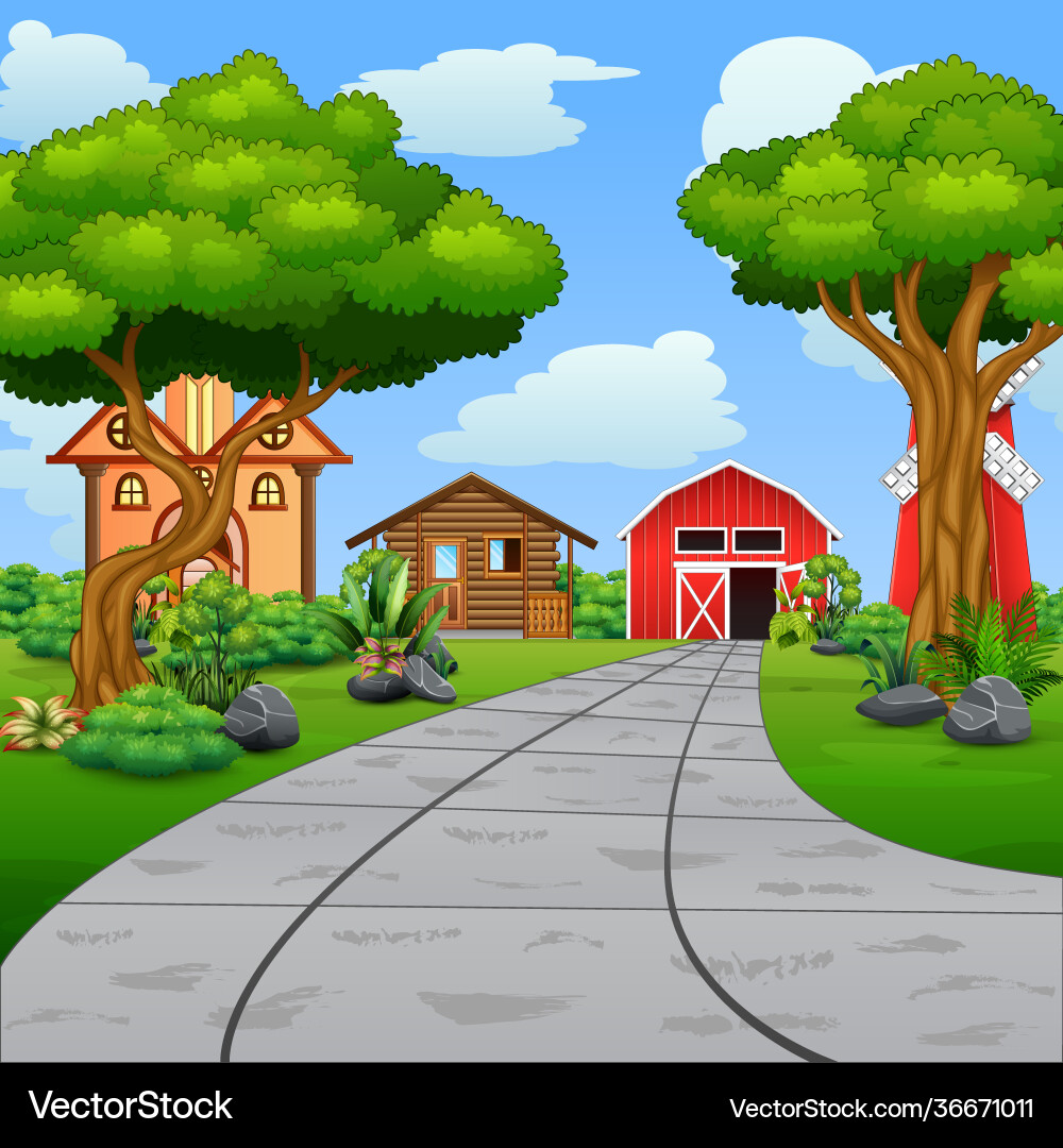 A road to rural farm Royalty Free Vector Image