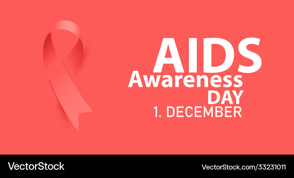 Aids awareness day with red silky ribbon Vector Image