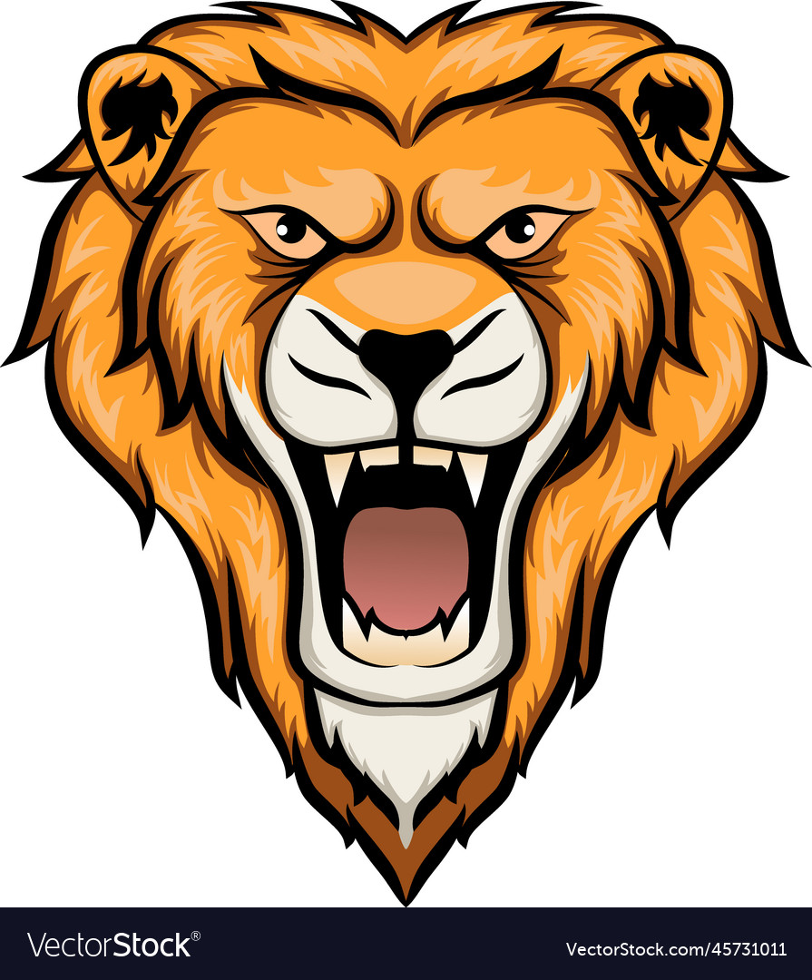 Angry Lion Head Mascot Character Royalty Free Vector Image