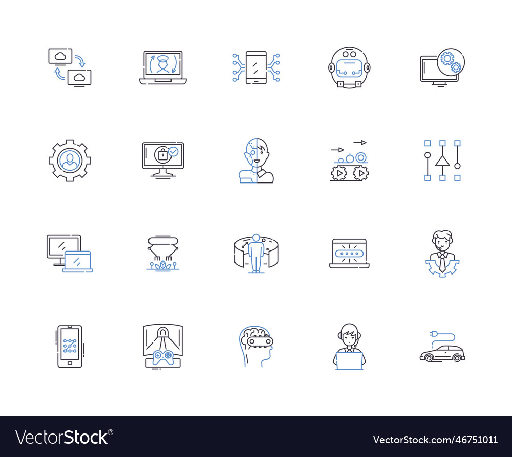 Automation outline icons collection robotic Vector Image Automation outline icons collection robotic Vector Image