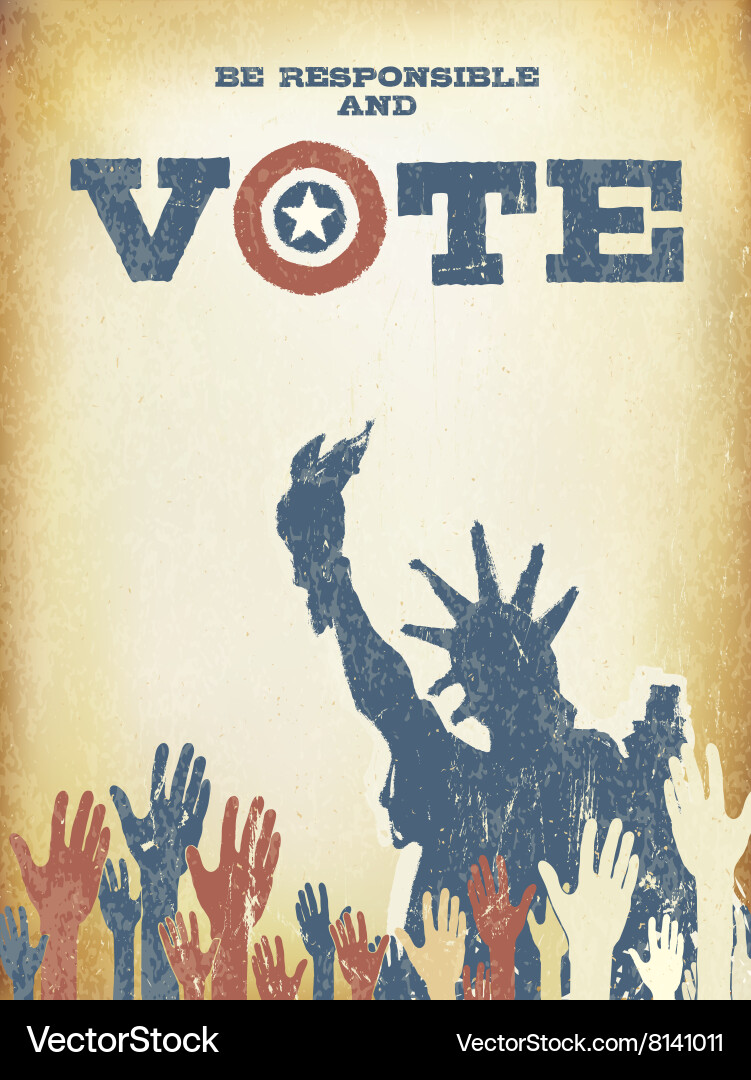 Be responsible and vote on usa map vintage Vector Image