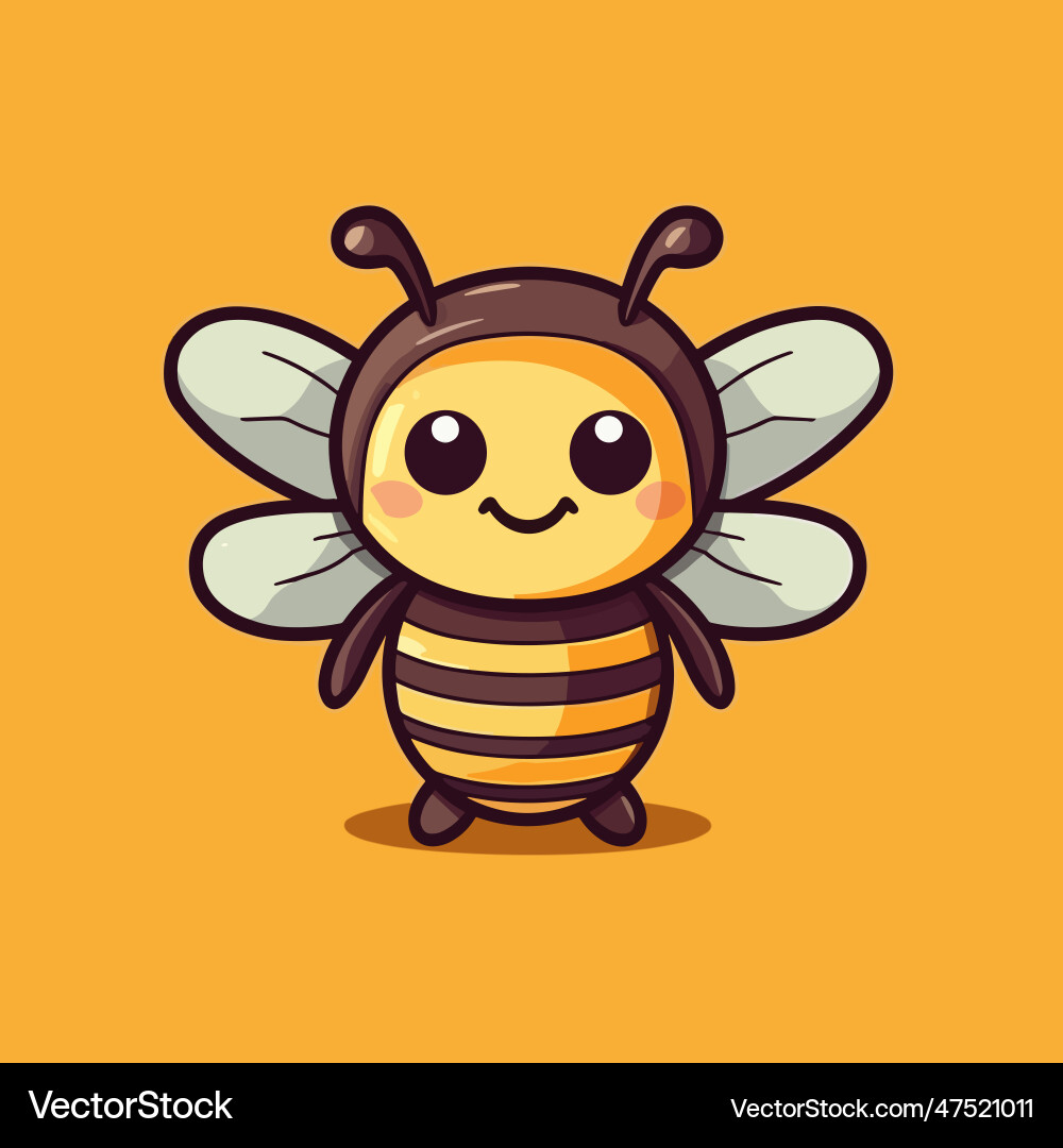 Cartoon kawaii anime bee Royalty Free Vector Image