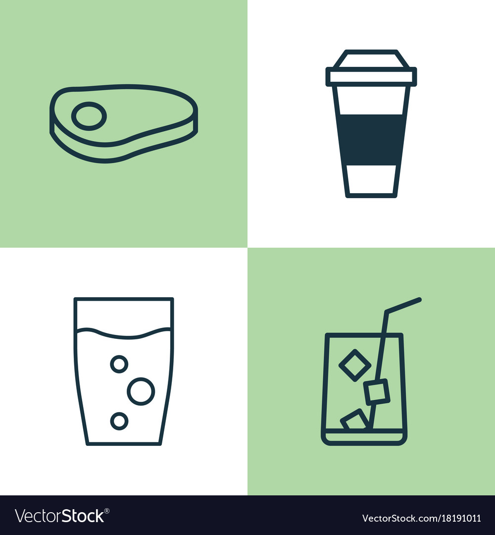 Eating icons set collection of beverage mocha Vector Image