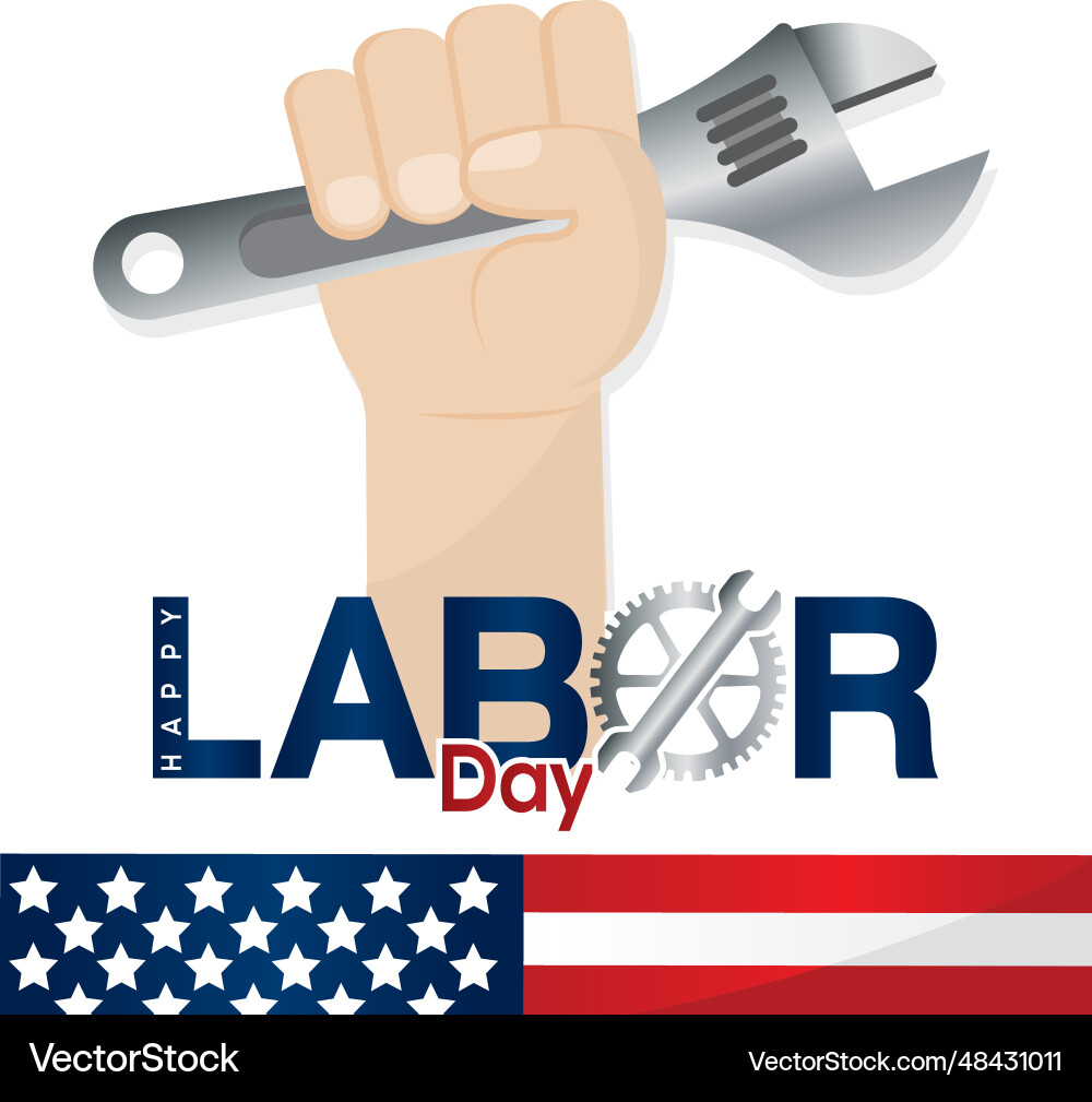 Isolated hand holding a wrench tool labor day Vector Image