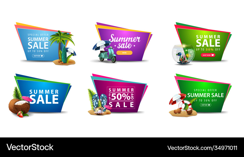 Large collection colorful summer discount Vector Image