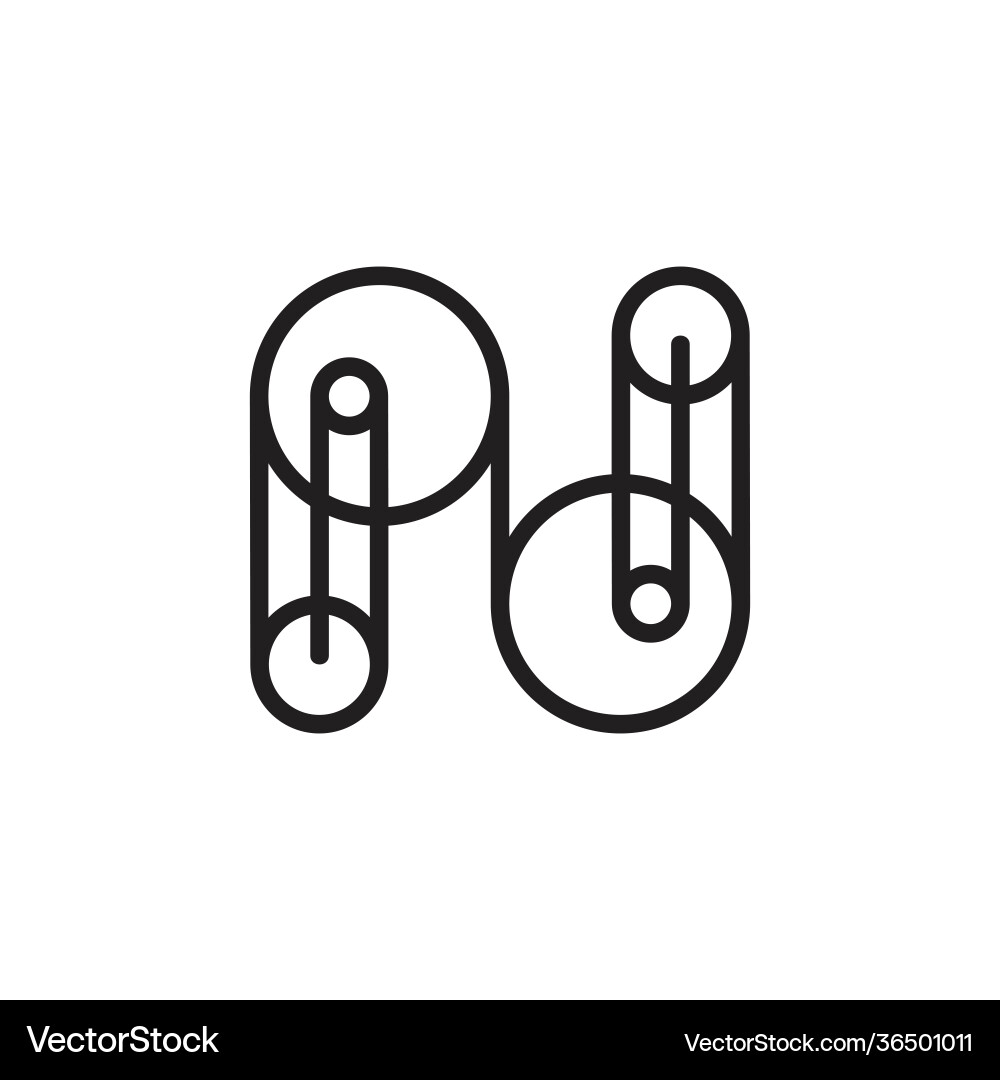 Letter n pulley wheel machine logo Royalty Free Vector Image