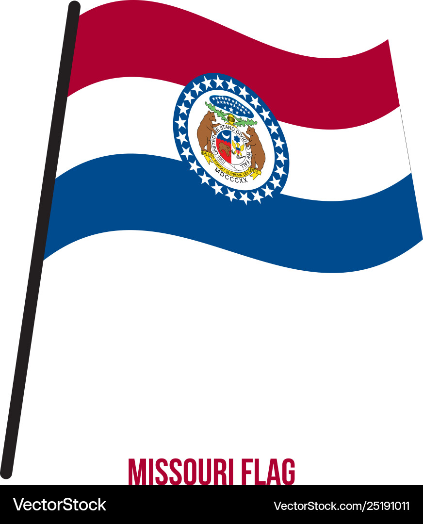 Missouri us state flag waving on white background Vector Image