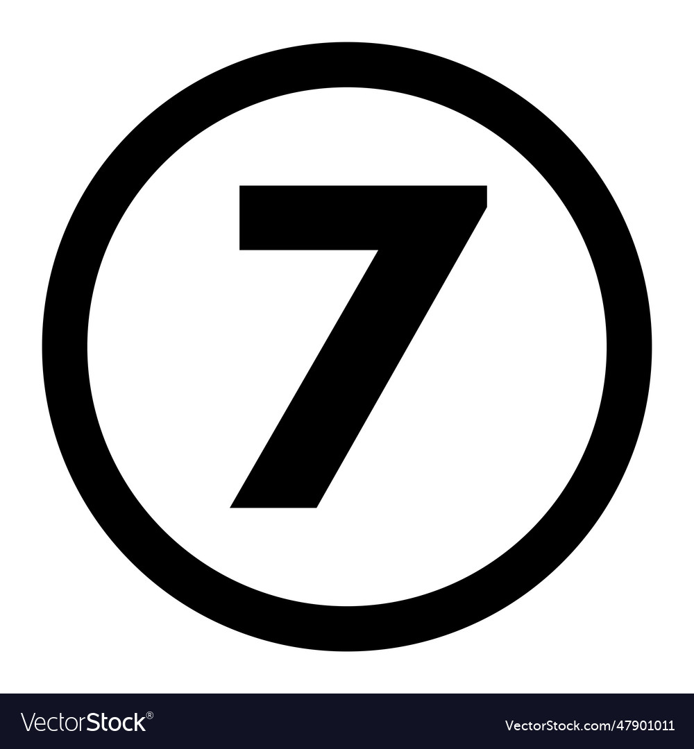 Number 7 icon circle seven icon Royalty Free Vector Image