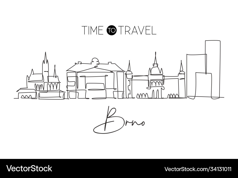 One single line drawing brno city skyline Vector Image