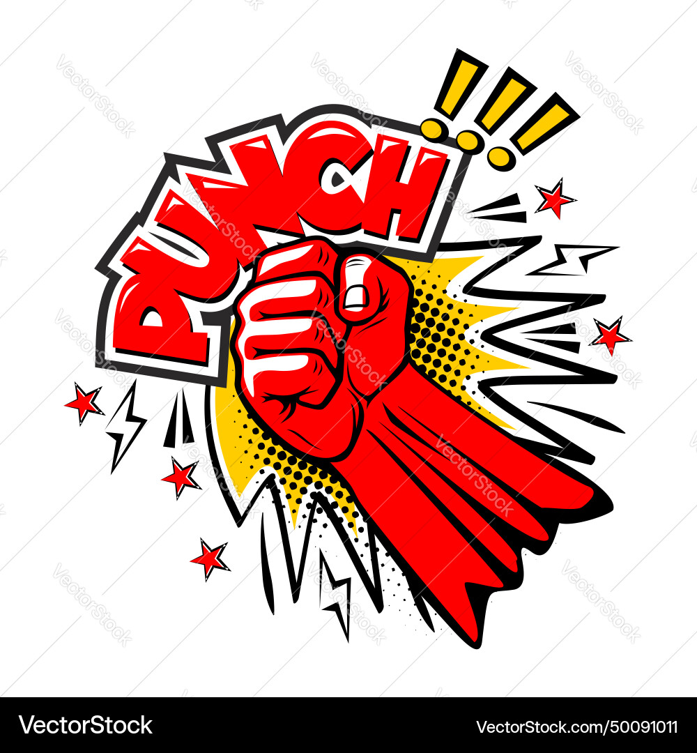 Punch fist in comic style Royalty Free Vector Image