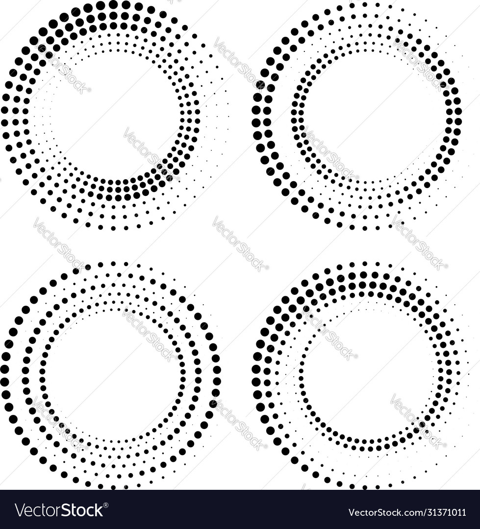 Set halftone dots in circle form Royalty Free Vector Image