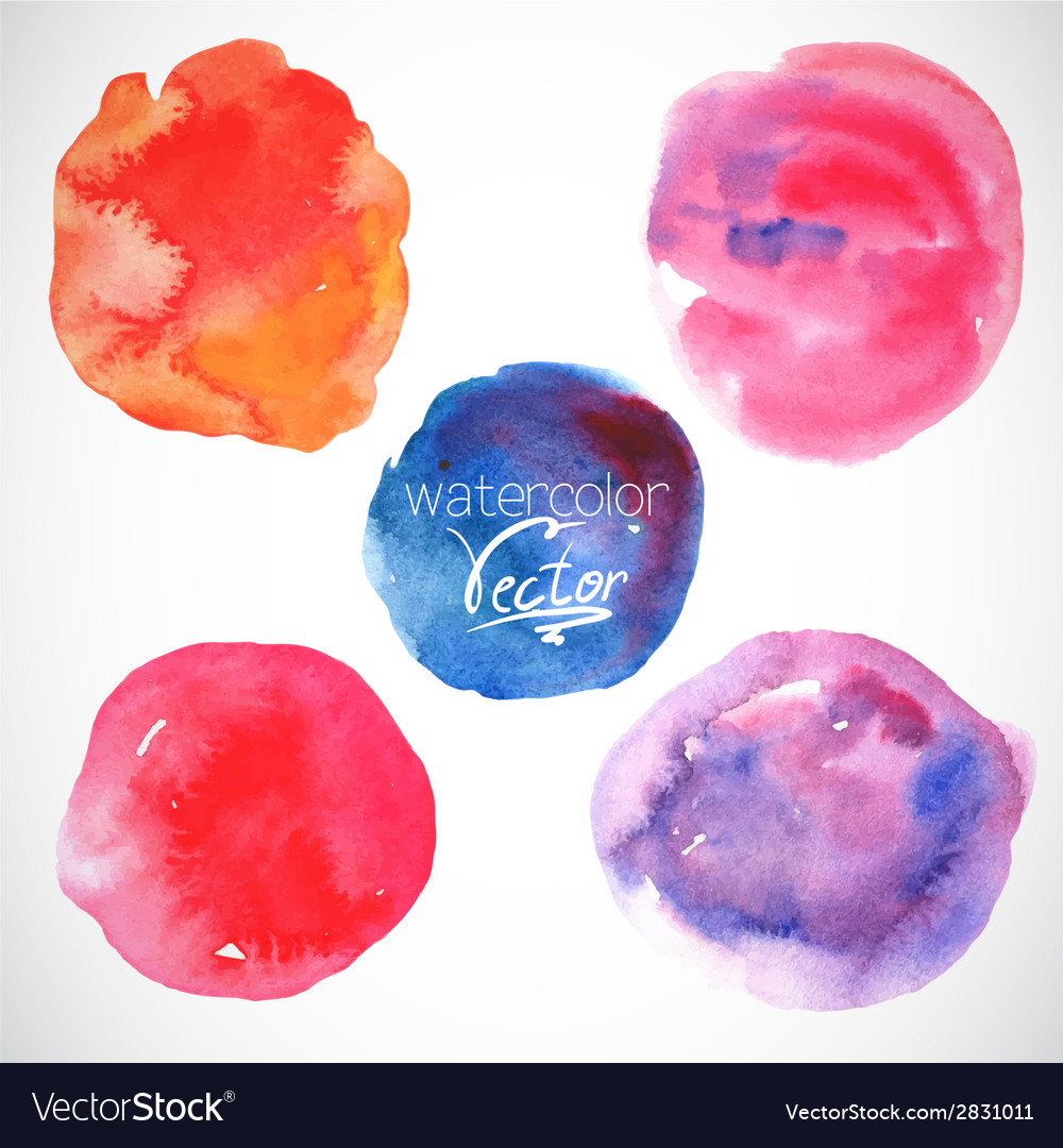 Set of watercolor blobs circle design elements Vector Image