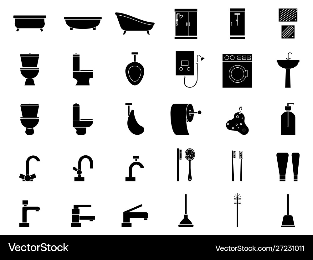 Set plumbing icons simple signs Royalty Free Vector Image