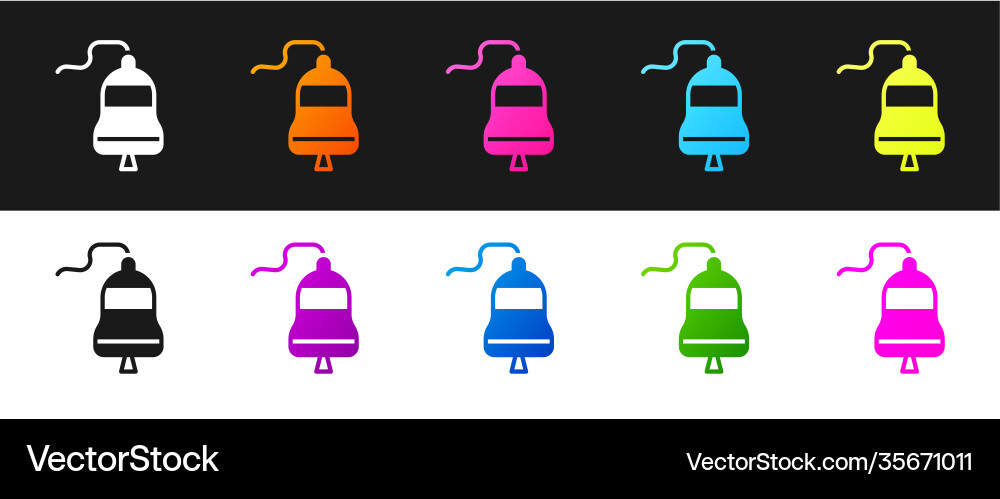 Set ship bell icon isolated on black and white Vector Image