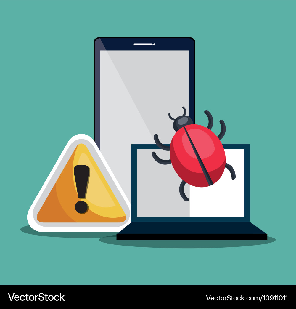 Smartphone and laptop warning sign Royalty Free Vector Image