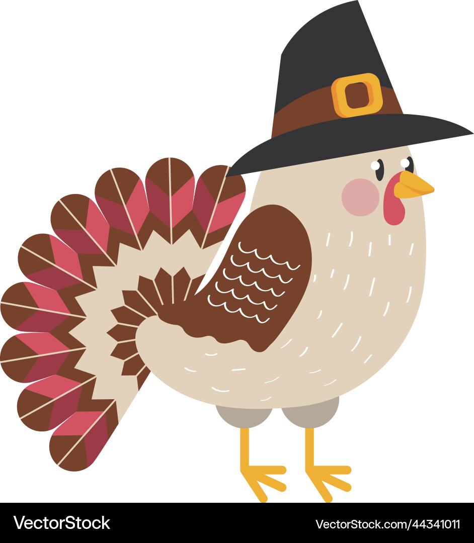 Thanksgiving turkey with pilgrim hat Royalty Free Vector