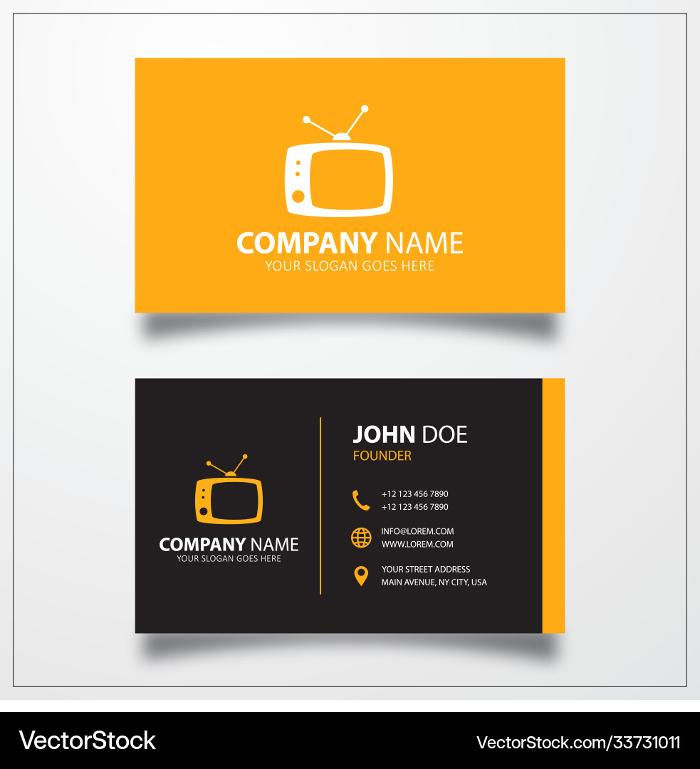 Tv icon business card template Royalty Free Vector Image