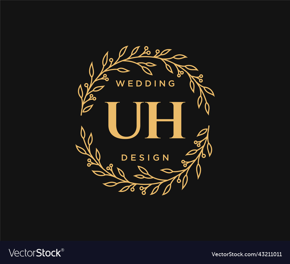 Uh initials letter wedding monogram logos Vector Image