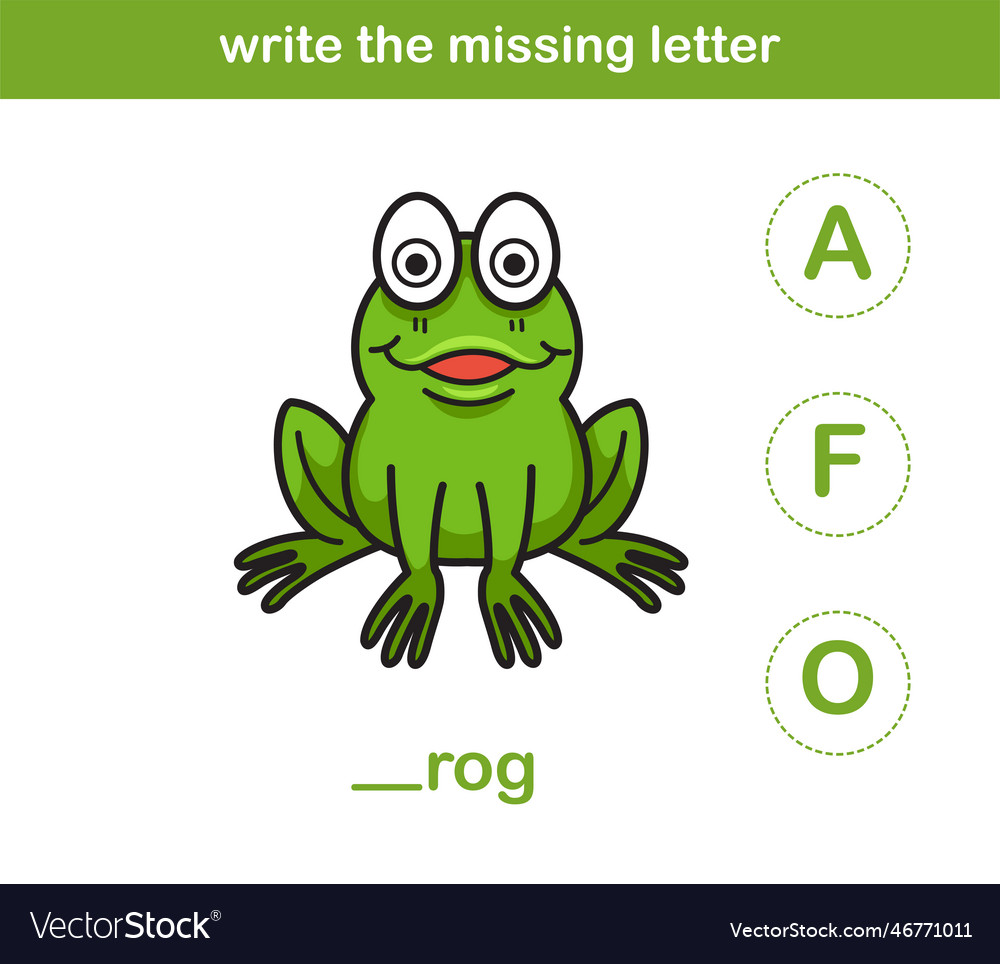 Write the missing letter Royalty Free Vector Image